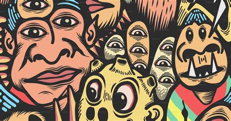 입을 벌리고 있는 한 무리의 괴물들 벡터 Unsplash의 괴물 이미지