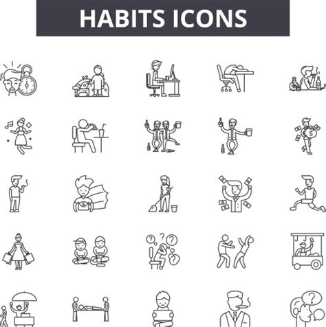 Bad Habits Line Icon Concept Royalty Free Vector Image