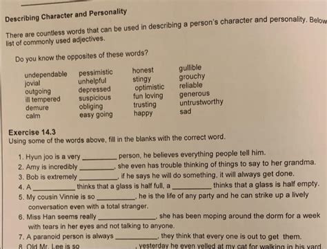 Exercise 14 3 Using Some Of The Words Above Fill In