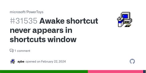 Awake Shortcut Never Appears In Shortcuts Window Issue