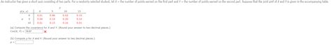 Solved A Compute The Covariance For X And Y Round Your