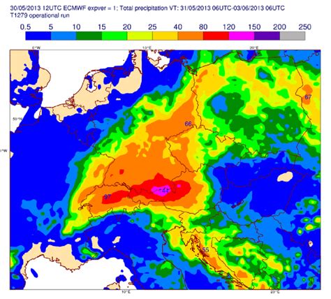 Ecmwf Operational High Resolution Forecast Of 72 H Precipitation Totals Download Scientific