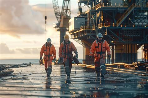 Photo Of Oil And Gas Industry Workers Oil Rig Workers Premium Ai