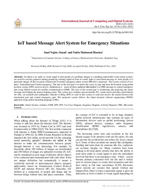 Pdf Iot Based Message Alert System For Emergency Situations
