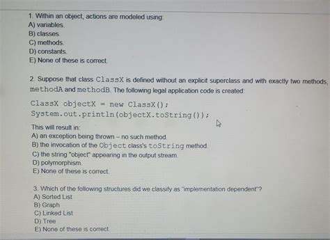 Solved 1 Within An Object Actions Are Modeled Using A