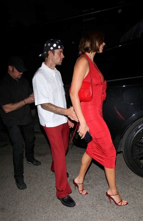 Red Hot Night Hailey Bieber Flaunts Boobs In Low Cut Dress 1 Luvcelebs
