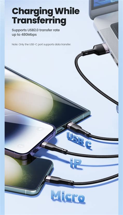 Toocki W In USB Cable Micro USB Type C Cable Charger USB C Data Wire LOS Mobile Phone