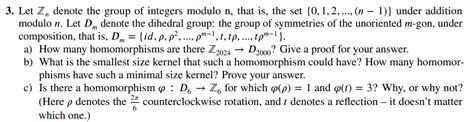 Solved Let Zn ﻿denote The Group Of Integers Modulo N ﻿that