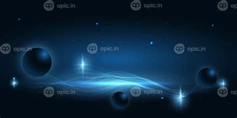 خرید و قیمت دانلود وکتور پس زمینه فضای آبی تیره انتزاعی با ستاره براق سیارات و افکت درخشان