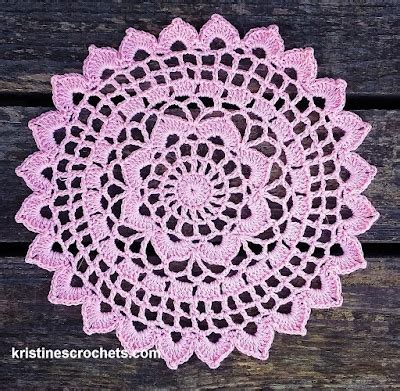 KristinesCrochets Soft Pink Lace Doily Free Crochet Pattern