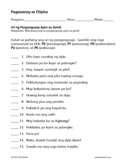 Filipino 5 Q4 Mod2 Gamit Ng Ibat Ibang Uri Ng Pangungusap Filipino