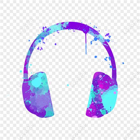수채화 일러스트 튄 보라색 헤드폰 물감음악제비꽃 Png 일러스트 무료 다운로드 Lovepik