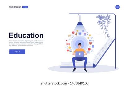Set Flat Design Concept Education Website Stock Vector Royalty Free