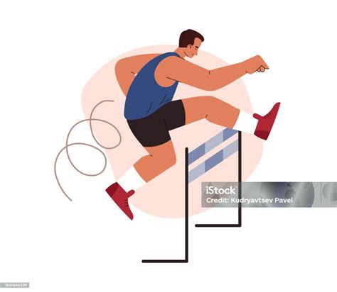 바를 뛰어넘는 운동선수 흰색 배경에 분리된 평면 벡터 그림 프로 육상 선수 높이뛰기 스포츠 경기 Track And Field Event에 대한 스톡 벡터 아트 및 기타