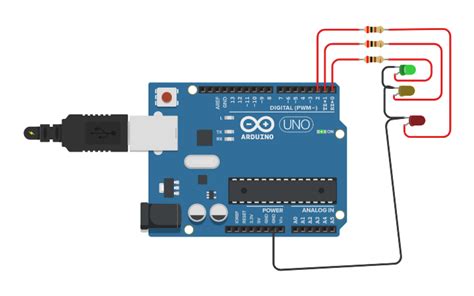 Circuit Design Semáforo Arduino Tinkercad