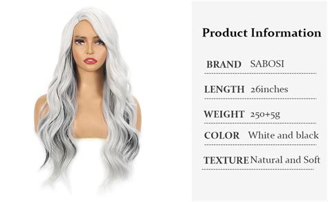 Sabosi Long White Grey Wig For Women Streak Colorful Wavy