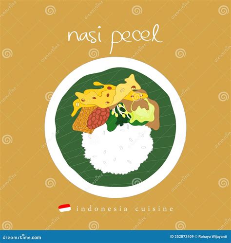 Nasi Pecel Asia Food Stock Vector Illustration Of Vegetarian 252872409
