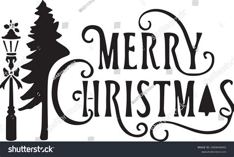 Merry Christmas Clip Art Stencil Vector Stock Vector Royalty Free