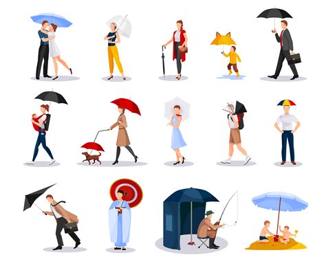 People With Umbrellas Collection 471319 Vector Art At Vecteezy