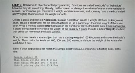 Solved Lab11c Behaviors In Object Oriented Programming