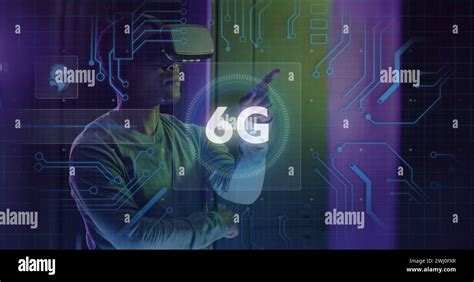 Image Of G Text And Data Over African American Male It Engineer In Vr