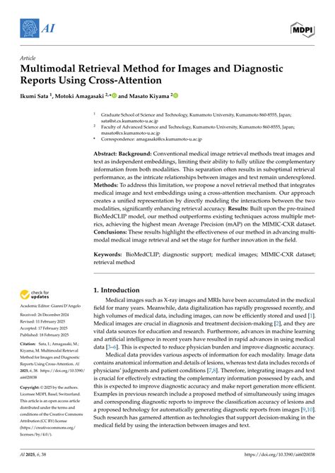 Pdf Multimodal Retrieval Method For Images And Diagnostic Reports