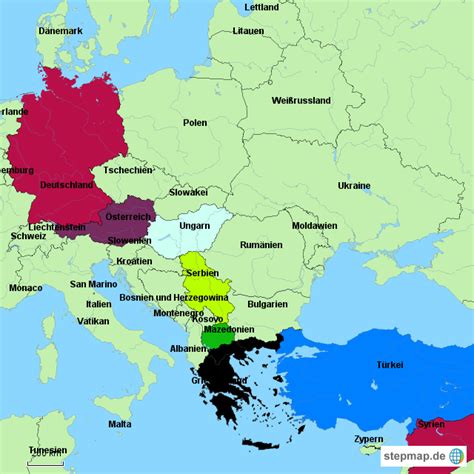 StepMap Fluchtweg Syrien Deutschland Landkarte für Deutschland