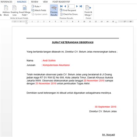 Cara Membuat Mail Merge Di Microsoft Word Warung Internet