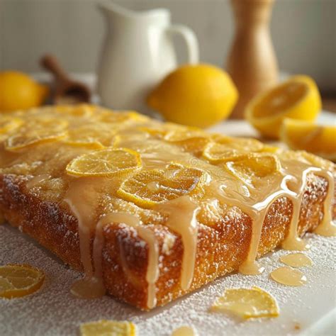Sweet Citrus Lemon Bread Sugar Coated A Close Up Of Whole Loaf Stock