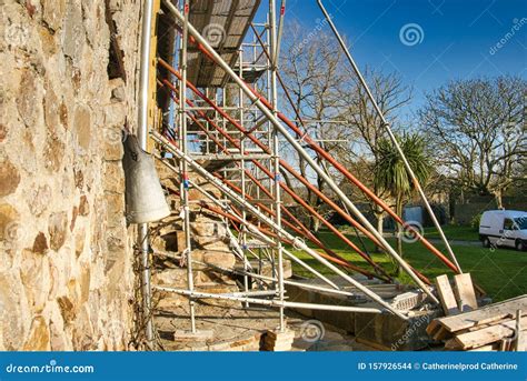 Metal Girder Extensive Scaffolding Providing Platforms For Stage