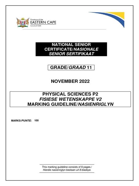 Phys Sciences P2 Gr11 Memo Nov2022 Afrandengl Pdf