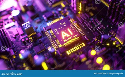 Dedicated Ai Microchip On Electric Circuit Board Artificial Intelligence Technology And Gpu