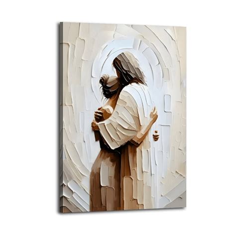 Jesus Hugging Woman In His Arms Poster Wrapped Wooden Frame Wall Decor