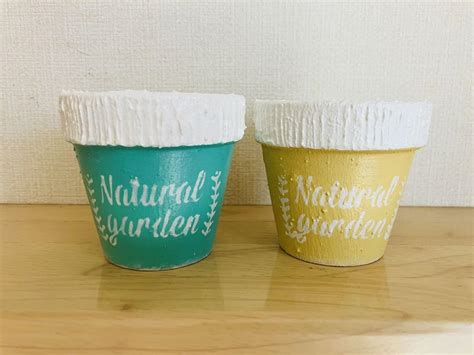 リメイク鉢⭐︎リメ鉢⭐︎ガーデン雑貨⭐︎ステンシル⭐︎多肉植物などに♪2個セット メルカリ