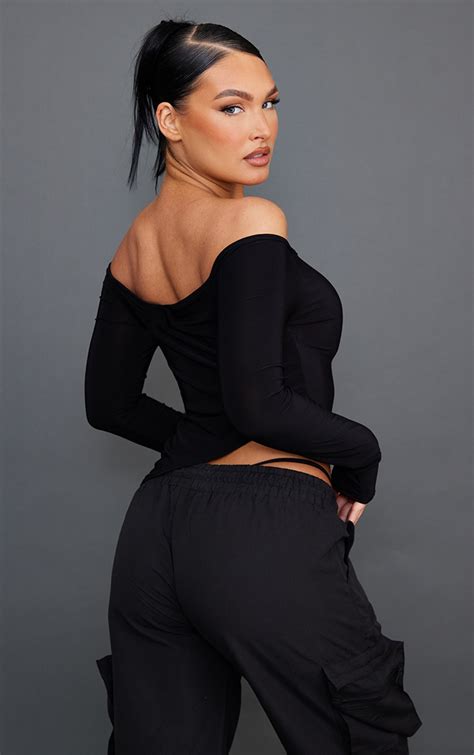 Black Soft Touch Long Sleeve Cut Out Top Prettylittlething