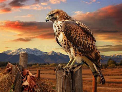 Red Tailed Hawk Made With Generative Ai Illustration Stock Illustration