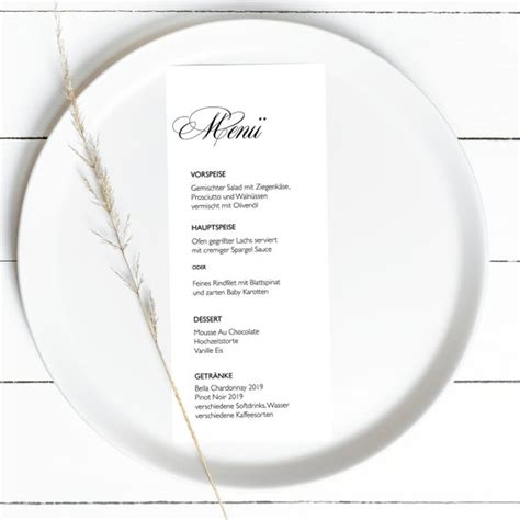 Minimalistic Menu Card Design With Calligraphy Print Etsy