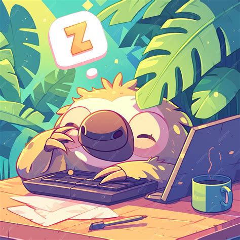 Premium Vector A Lazy Sloth Software Engineer Cartoon Style