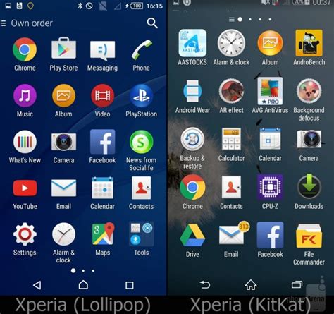 Xperia Screenshots Compared Android Lollipop Versus Kitkat Xperia Blog