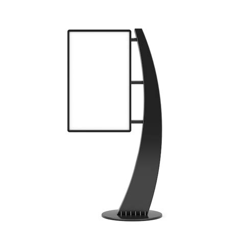 빈 무역 박람회 Lcd 화면 스탠드는 흰색 배경에 디자인을 위한 템플릿으로 빌보드를 표시합니다 3d 렌더링 프리미엄 사진