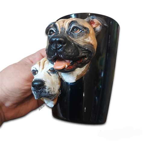 Kubek z portretami dwóch psów lub kotów D Artmess figurki i ozdoby z modeliny i z ceramiki