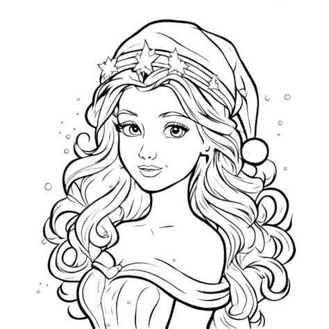 Download Coloring Page Girl With Santa Hat Coloring Pages Online