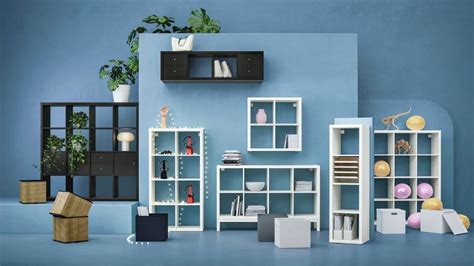Kallax Insert With Door Wave Shaped Light Grey Blue 33x33 Cm Ikea