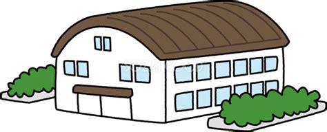 無料イラスト 学校 校舎体育館丸屋根36292 素材Good