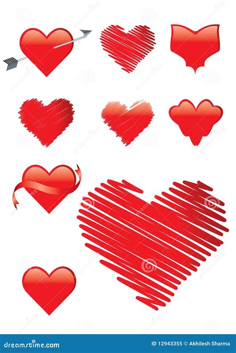 Conjunto De 9 Dimensiones De Una Variable Del Corazón En Rojo