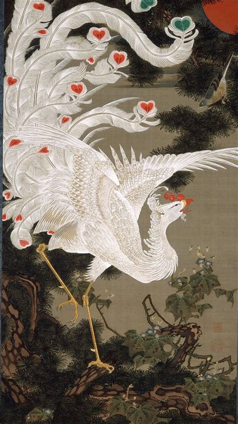 江户时代伊藤若冲动植彩绘老松白凤图 三之丸尚藏馆