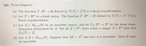 solved 4 prove disprove a the function t rn→r defined by