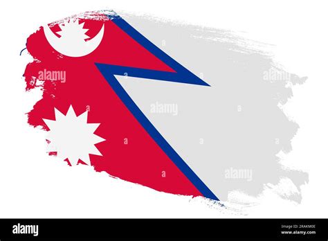 National Flag Of Nepal On Grunge Stroke Brush Textured White Background