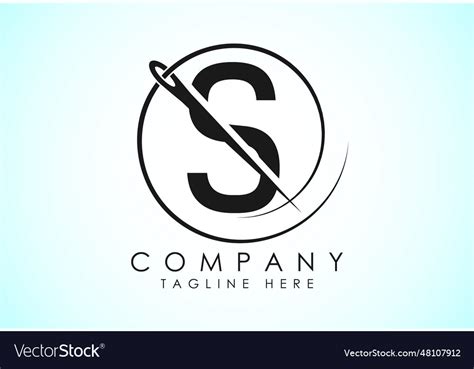 English Alphabet S With Sewing Needle And Thread Vector Image