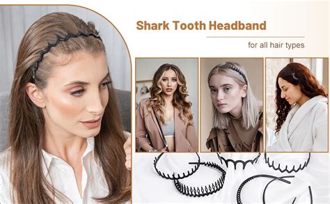 12 Pcs Zig Zag Headbands With Teeth Black Plastic
